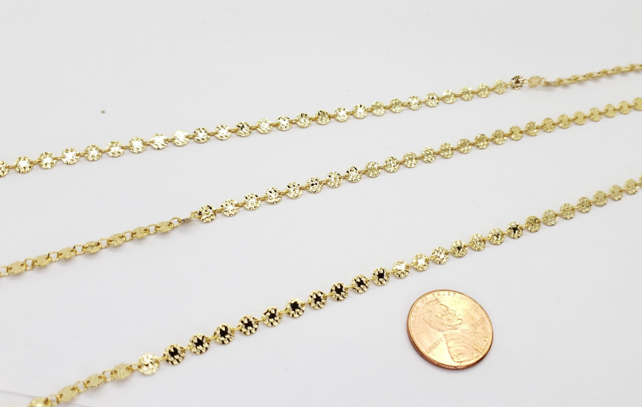 14k Gold Filled 4mm Disc Chain. Hammered - InTheWorksBeads
