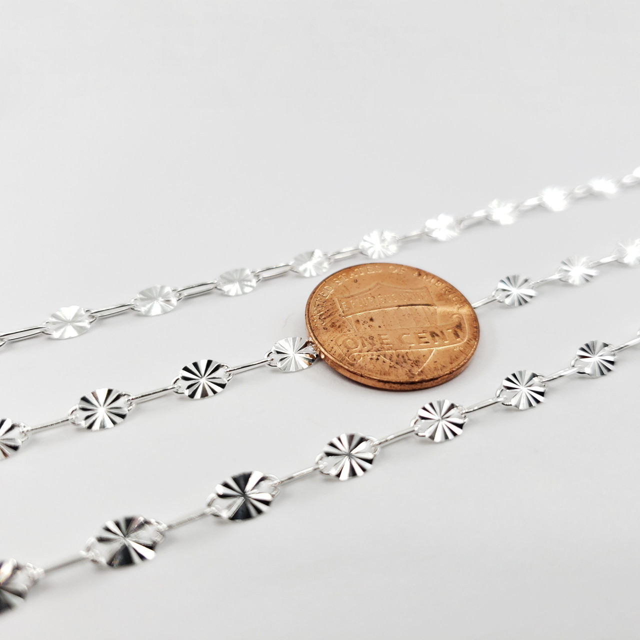 Sterling Silver Drawn Cable Starburst Chain 2.3mm x 5.6mm 1:1 Ratio ...