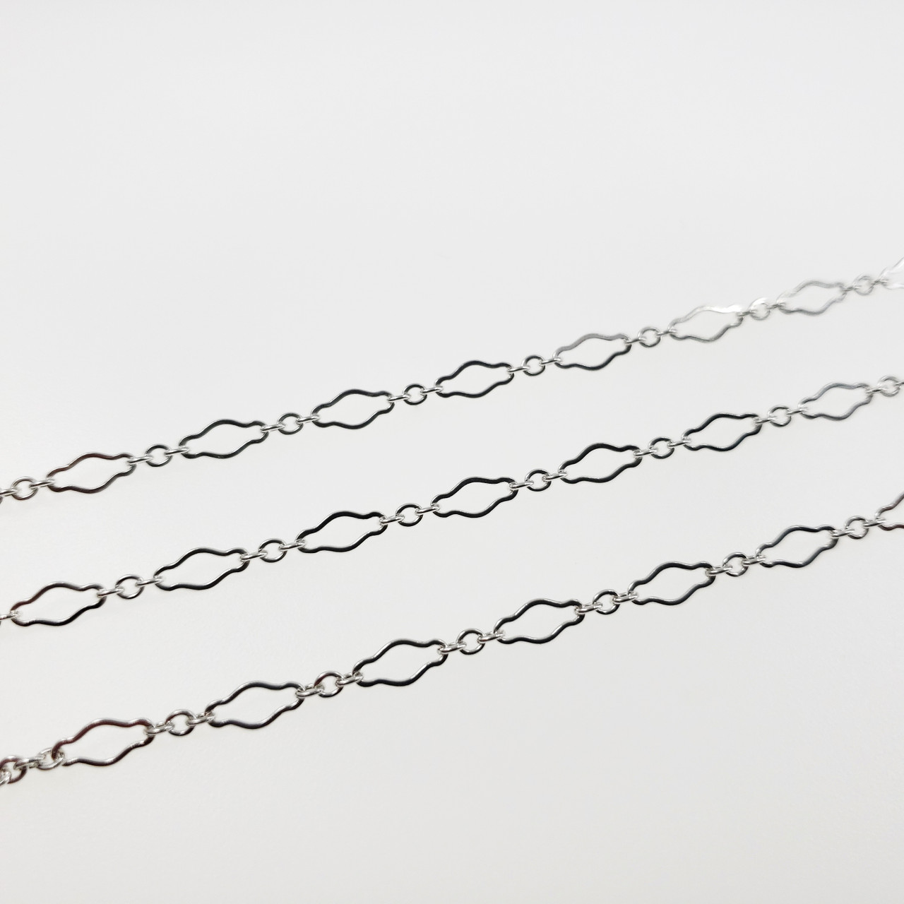 Sterling Silver Fancy Long and Short Flat Krinkle Chain 4mm x 9.2mm ...