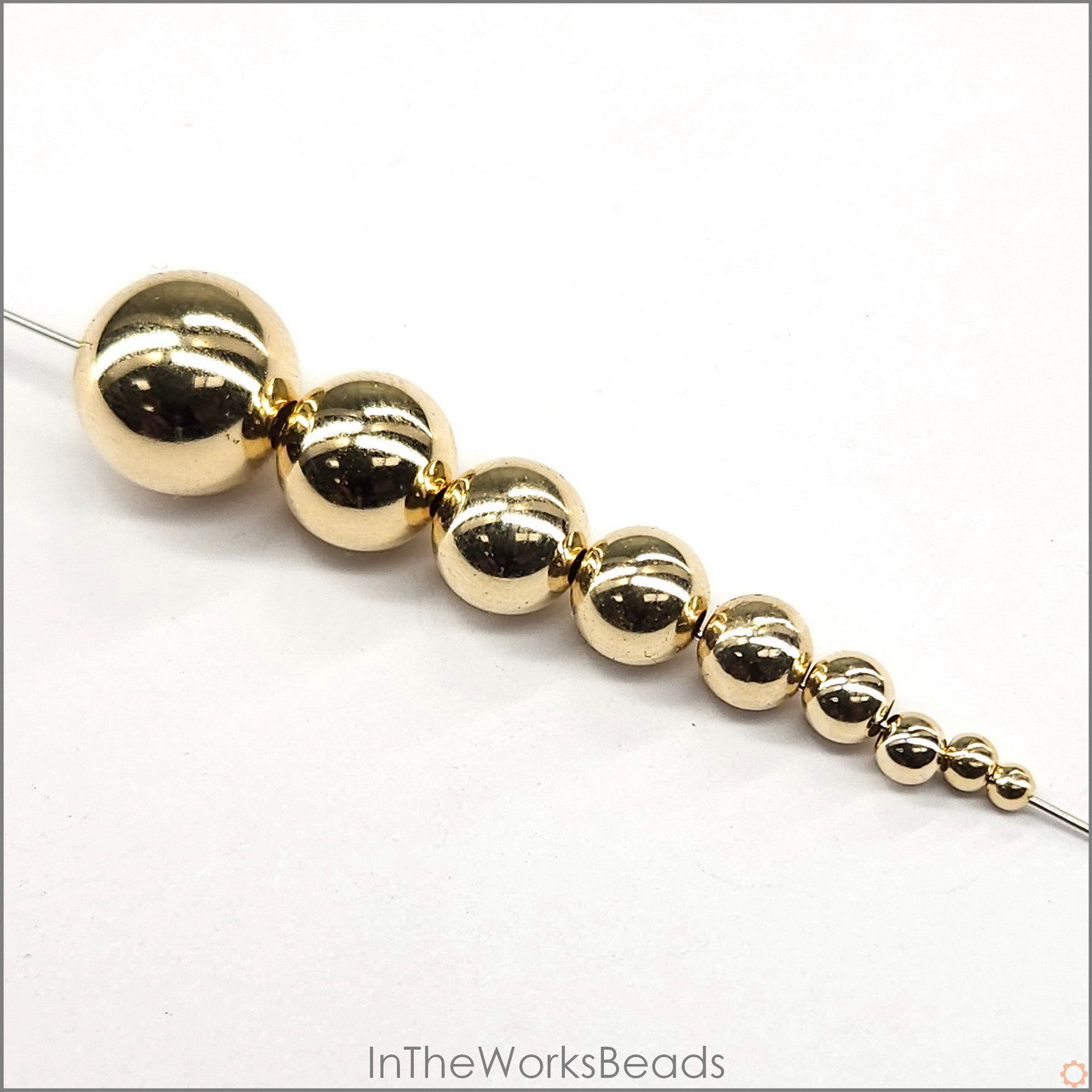 14k Gold Round Light Weight Bead 4mm. 2pcs - InTheWorksBeads