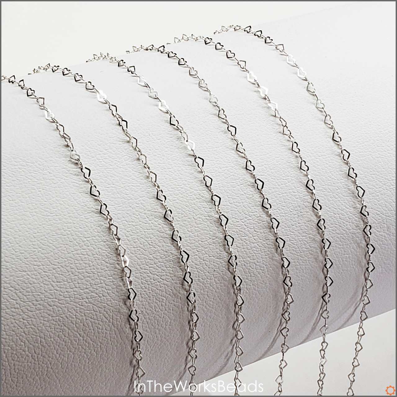Sterling Silver Heart Link Chain. 1.5mm - Flat - InTheWorksBeads