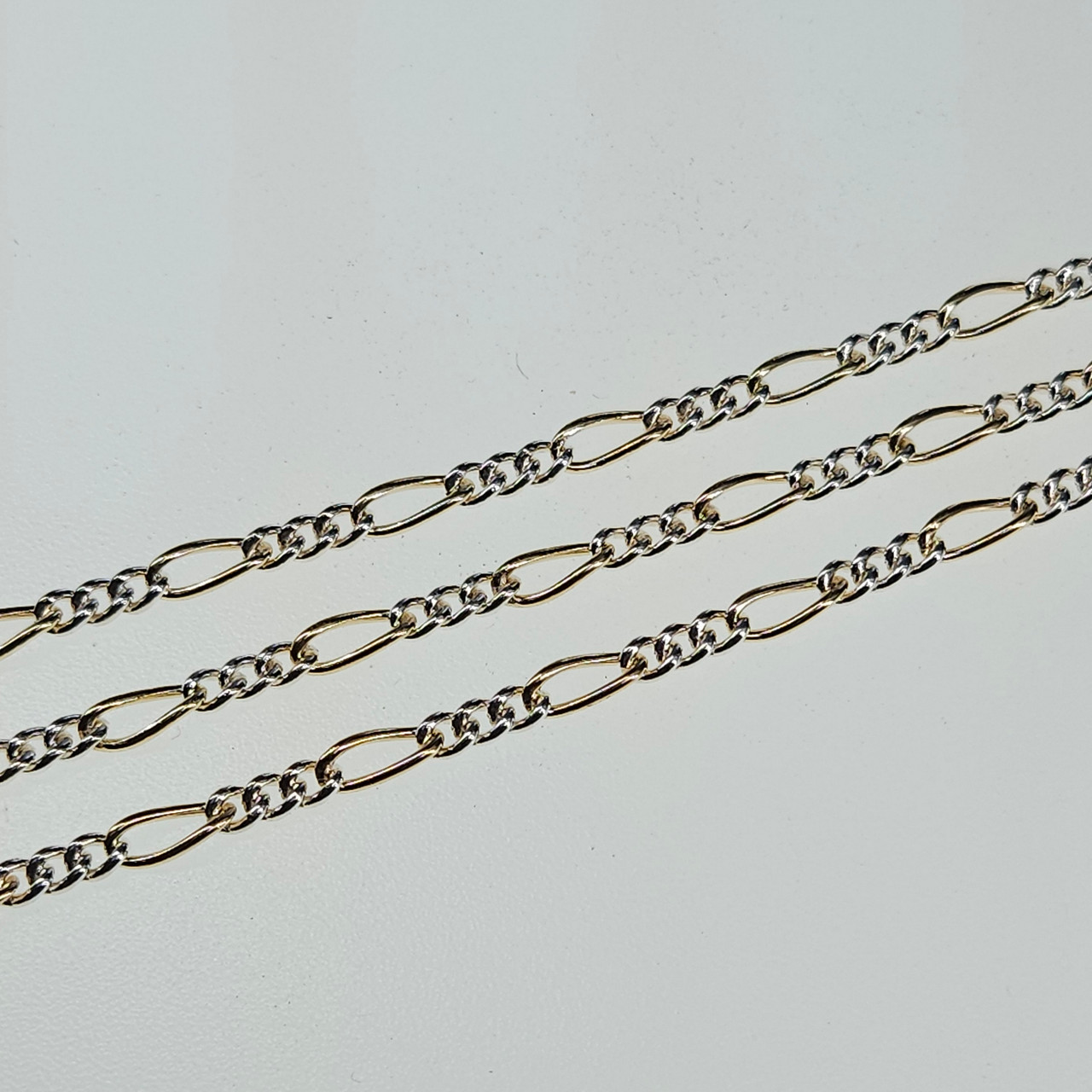 2 Tone Figaro Curb Chain 14k Gold Filled and Sterling Silver 3.2mm ...