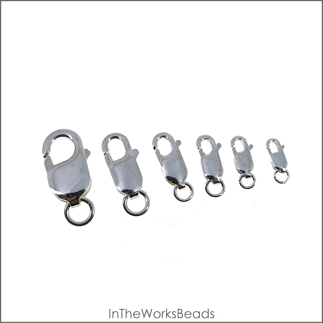 Sterling Silver Lobster Clasp with Open Ring 4mm x 10mm, 6pc ...