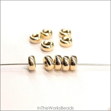 14k Gold Roundel 4mm - InTheWorksBeads