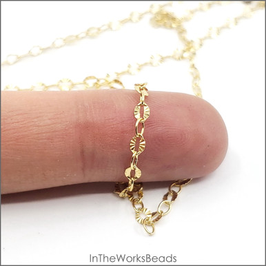14k Gold Filled Star Burst Cable Chain 2.7mm x 4mm - InTheWorksBeads