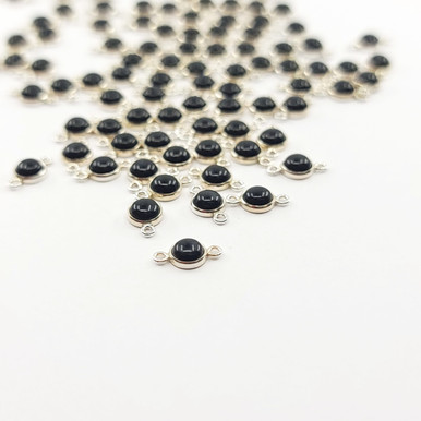 Sterling Silver Imi. Black Onyx Connector 4mm, 1pc - InTheWorksBeads