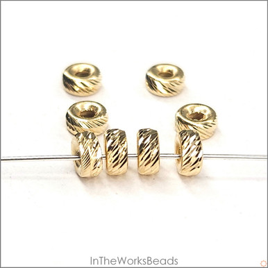 14k Gold Roundel Bead. Multi Cut 4.0mm - InTheWorksBeads