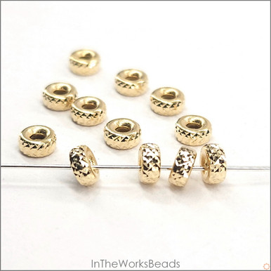 14k Gold Roundel Bead. Pyramid Cut 4.0mm - InTheWorksBeads