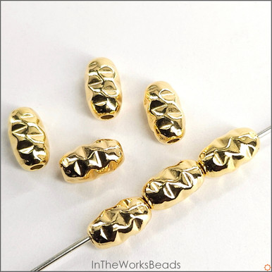 14k Gold Filled Oval Hammered Dent Bead 4mm x 6.7mm. 4 Pieces ...