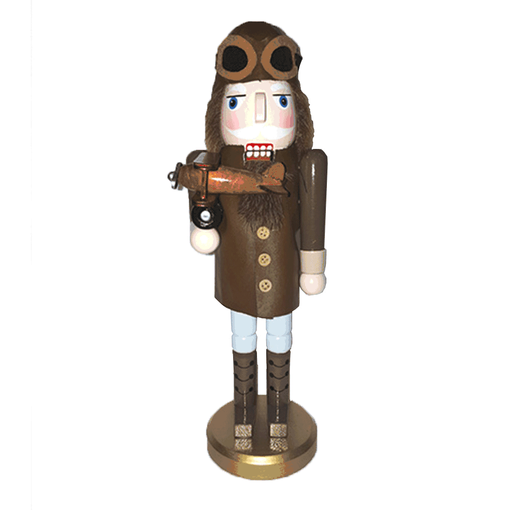 Wood Pilot Nutcracker | Cool Aviation Christmas Decor