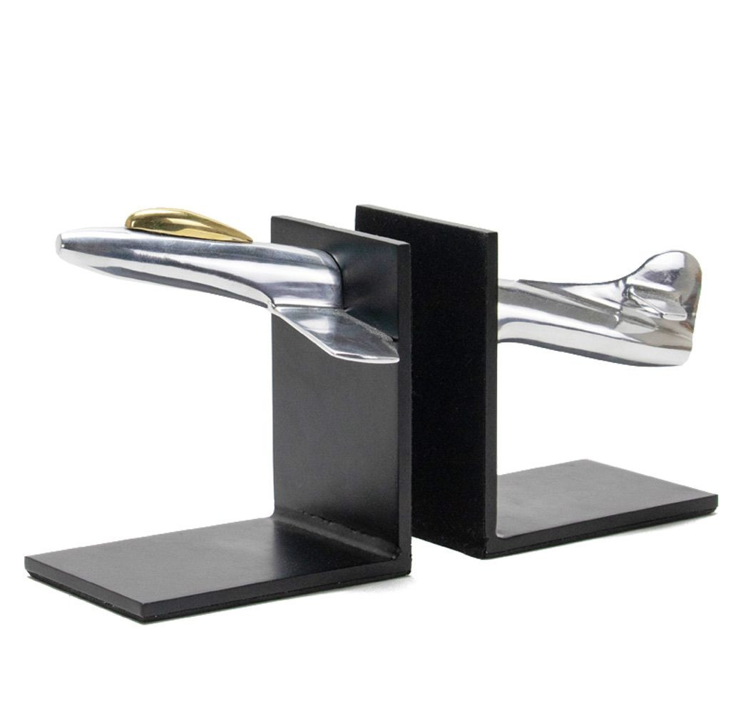 Sleek Jet Airplane Bookends | Awesome Aluminum Aviation Décor