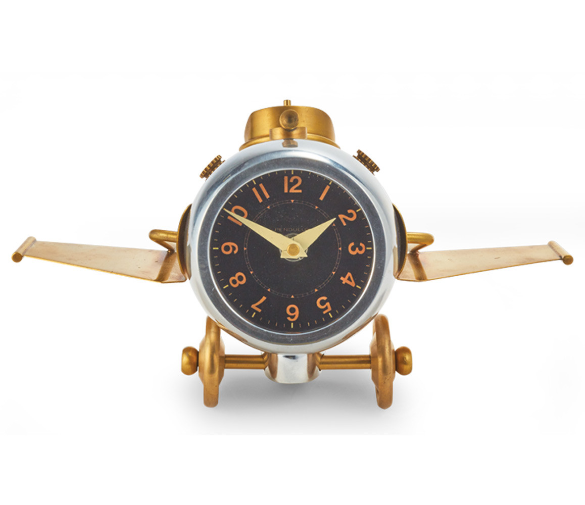 Metal Airplane Desk Clock | Whimsical Aviation Decor
