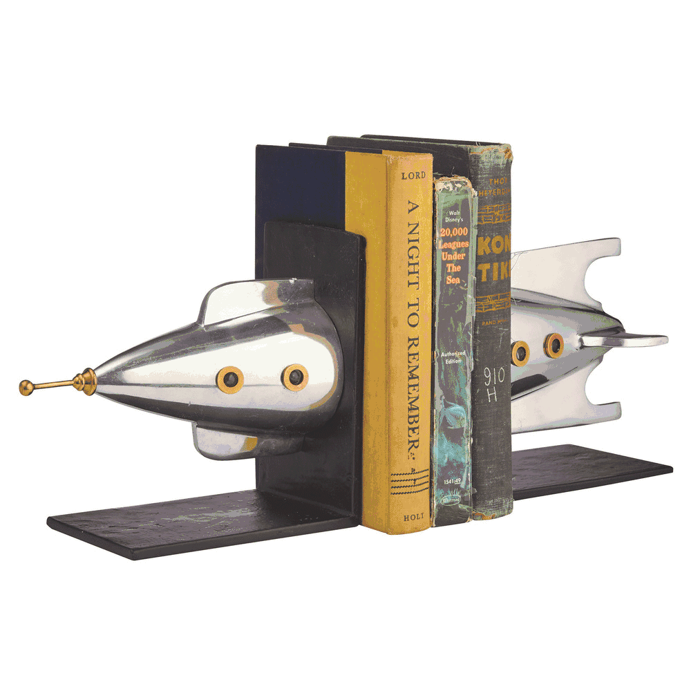 Metal Rocket Bookends | Cool Space Bookends | Gifts