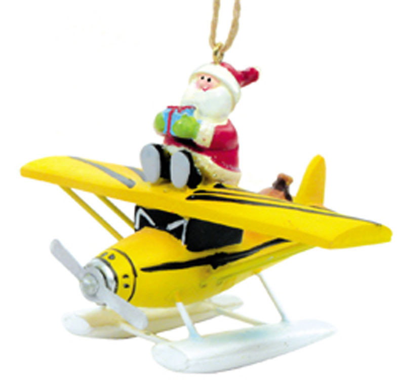 Airplane Ornament | Santa Claus on Floatplane Ornament | Tree Decor