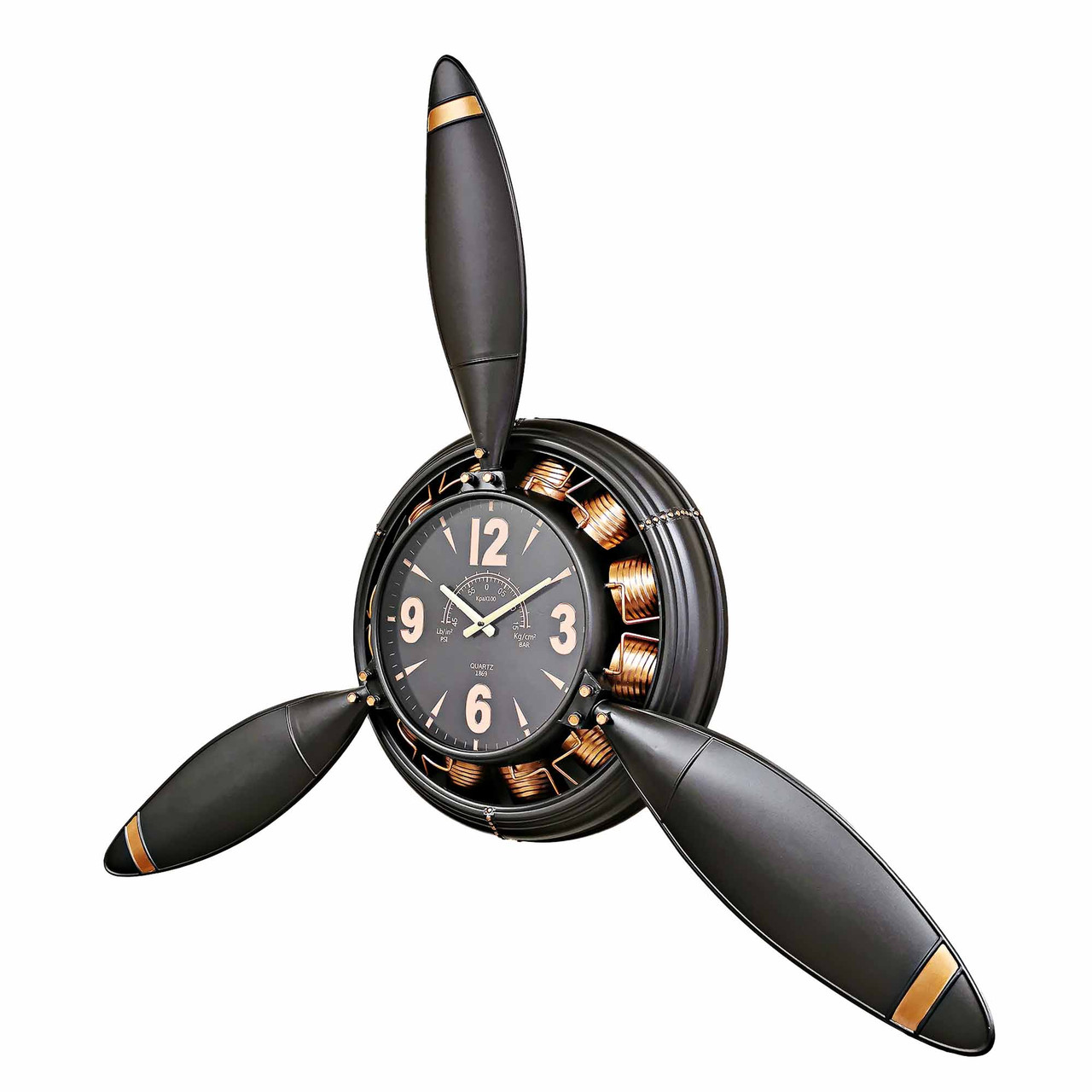Large 3-Blade Propeller Airplane Engine Wall Clock