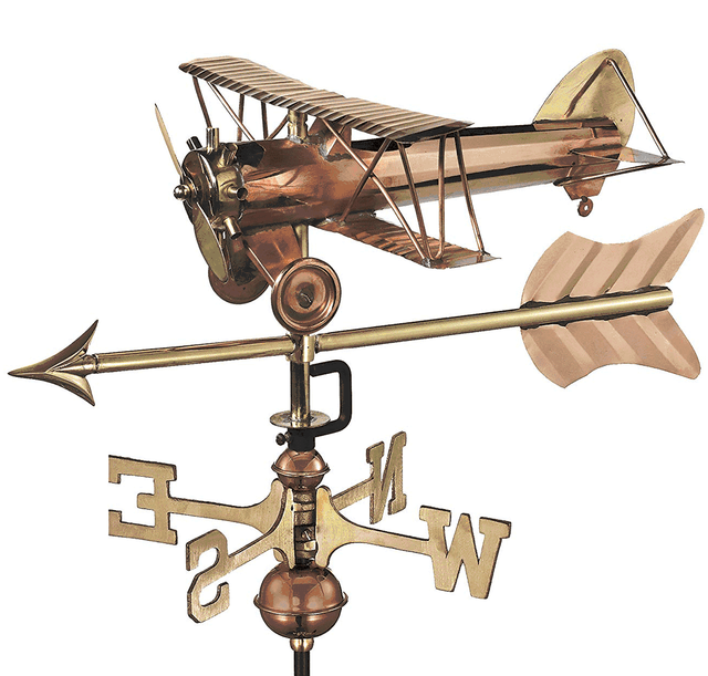 Bi Plane Weather Vane | Copper Wind Vane | Cool Garden Decor