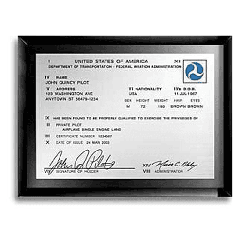 Traditional FAA License Plaque | Personalized Gifts for Pilots
