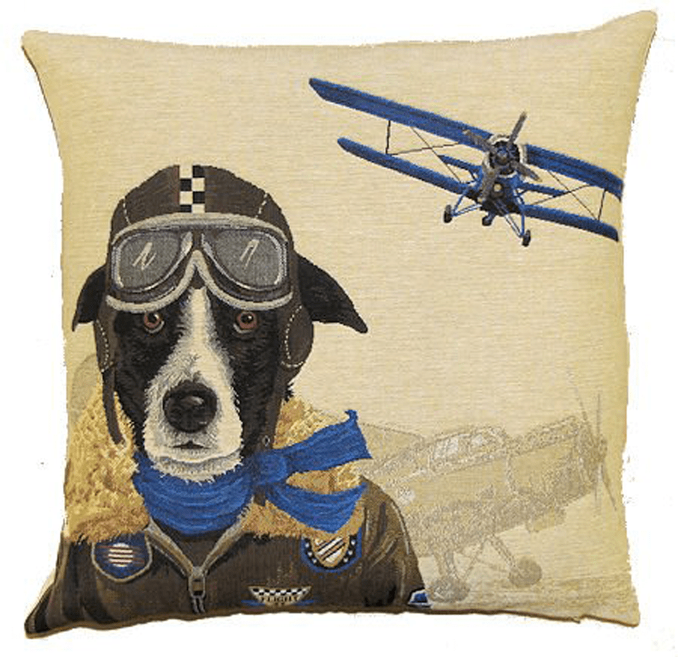 Pilot Dog Throw Pillow Cases | Authentic Belgium Tapestry Covers