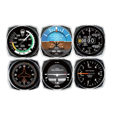 Airplane Instrument Coasters Set of 6 - Modern Aviation Cockpit Flight ...