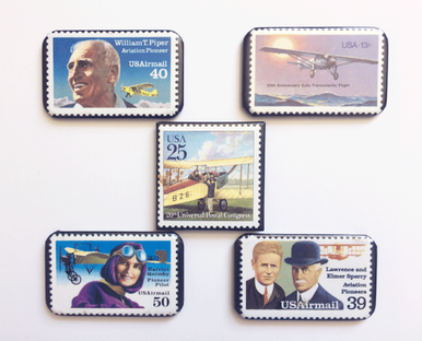 Aviation Pioneer Stamp Magnets | Cool Collection of Airplane Magnets