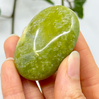 Apple Green Serpentine Palm Stone- 12736