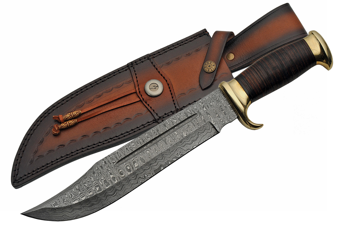 15" STACKED LEATHER BOWIE - Warrior Emporium