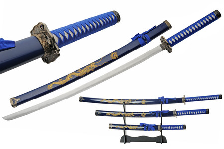 GOLD DRAGON BLUE SAMURAI SET - Warrior Emporium