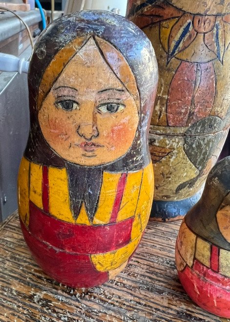 Antique Russian Nesting Dolls Matryoshka Set of 4 Hand Painted Wood ...