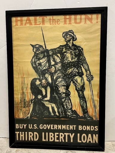 Antique Original WW1 Poster “Halt the Hun” Third Liberty Loan Drive ...