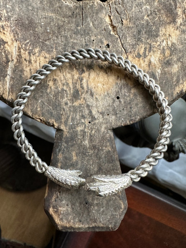 Vintage Sterling Silver Adjustable Double Headed Snake Bracelet Cuff ...