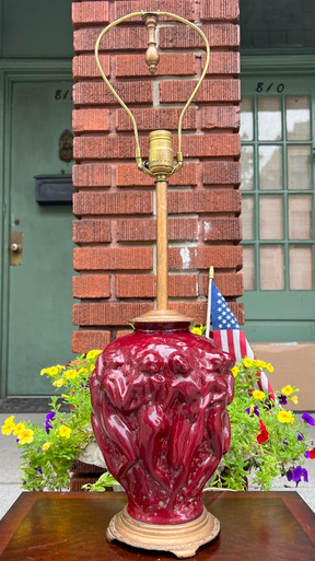 Antique Art Deco Dancing Lady Porcelain Lamp Red Glaze Flapper ...
