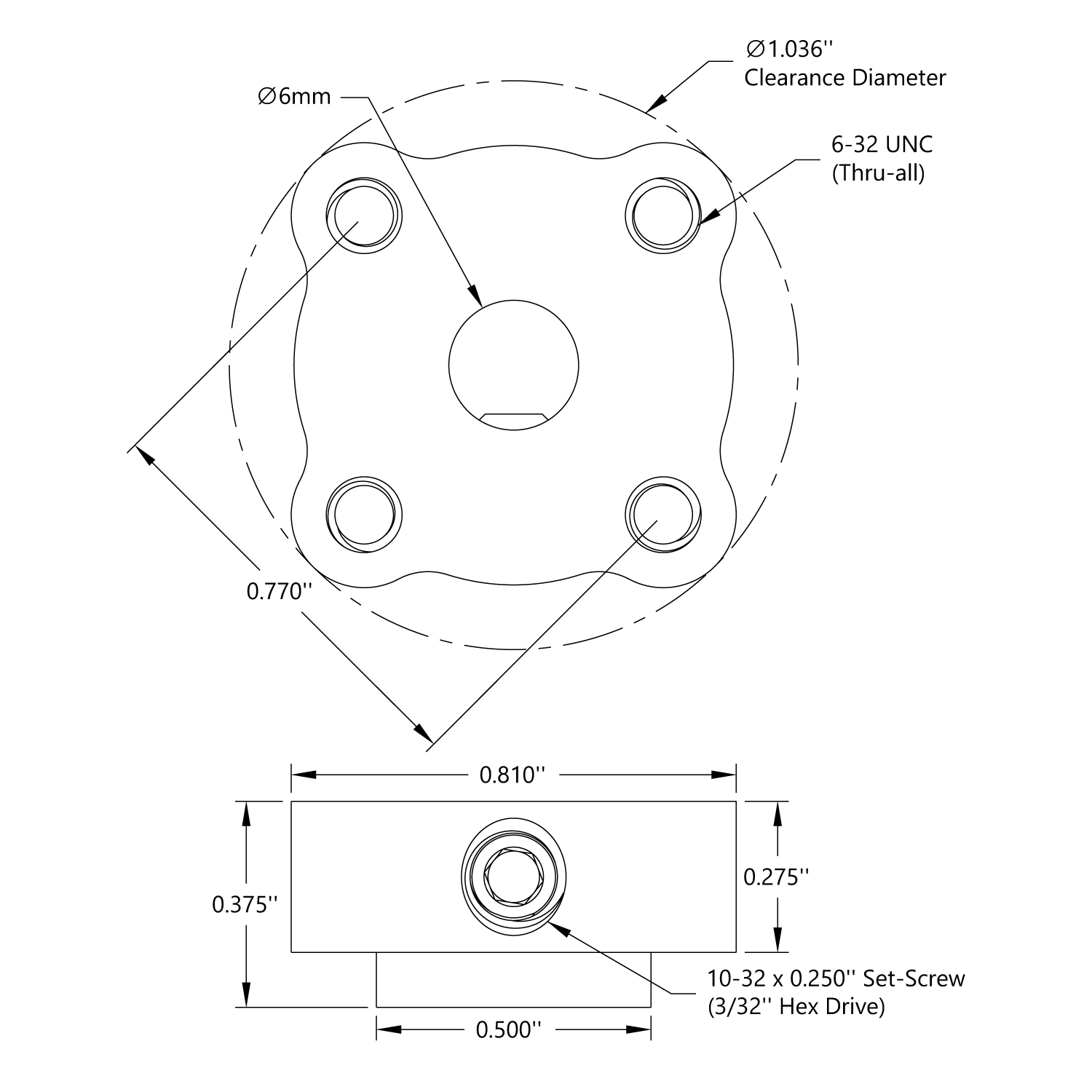 6mm (0.770") Set-Screw Hub - ServoCity
