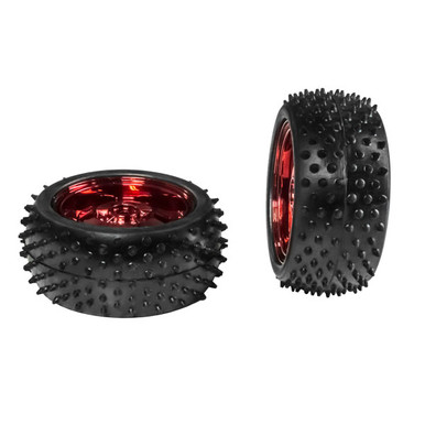 85mm Off-Road Robot Tire with Red Wheel (Pair) - ServoCity