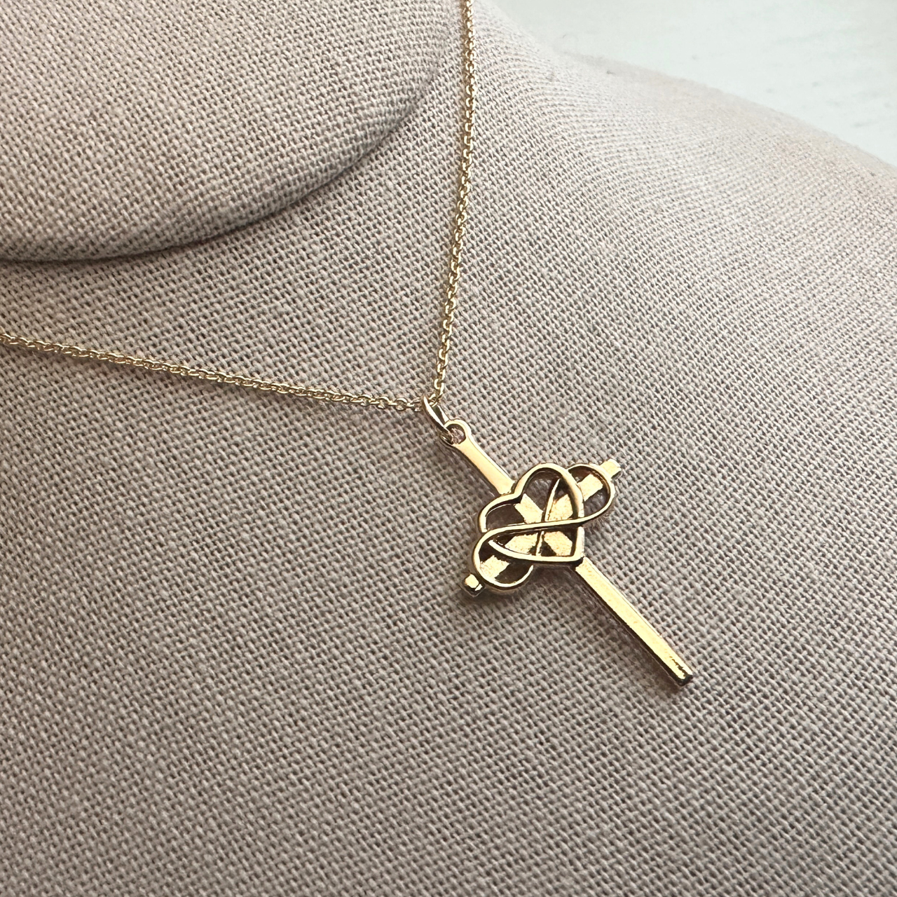 Infinite Love Cross Christian Pendant in Gold Overlay