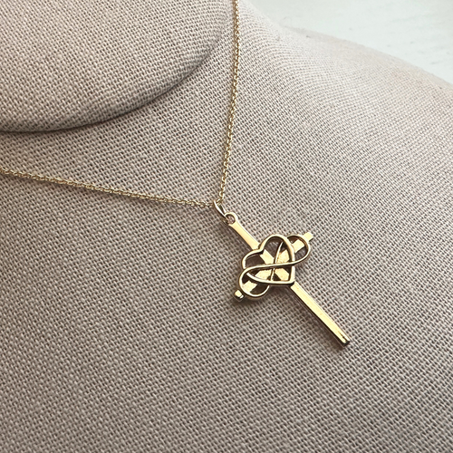 Infinite Love Cross Christian Pendant in Gold Overlay