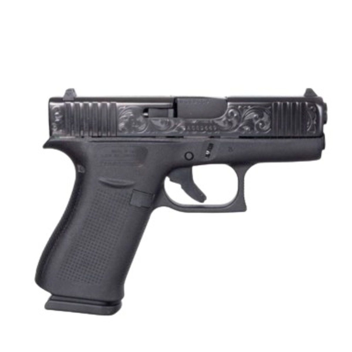 GLOCK G43X DELUXE ENGRAVED SLIDE 9MM PISTOL SEMI-AUTO 3.4IN BLACK 2 ...