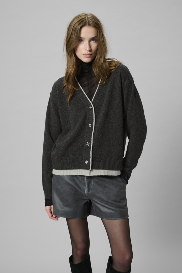 MEW Tracy Dark Grey Knitted Wool Cardigan - Core Southwell