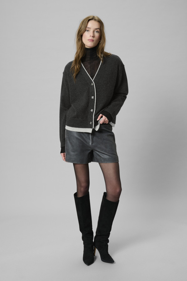 MEW Tracy Dark Grey Knitted Wool Cardigan - Core Southwell