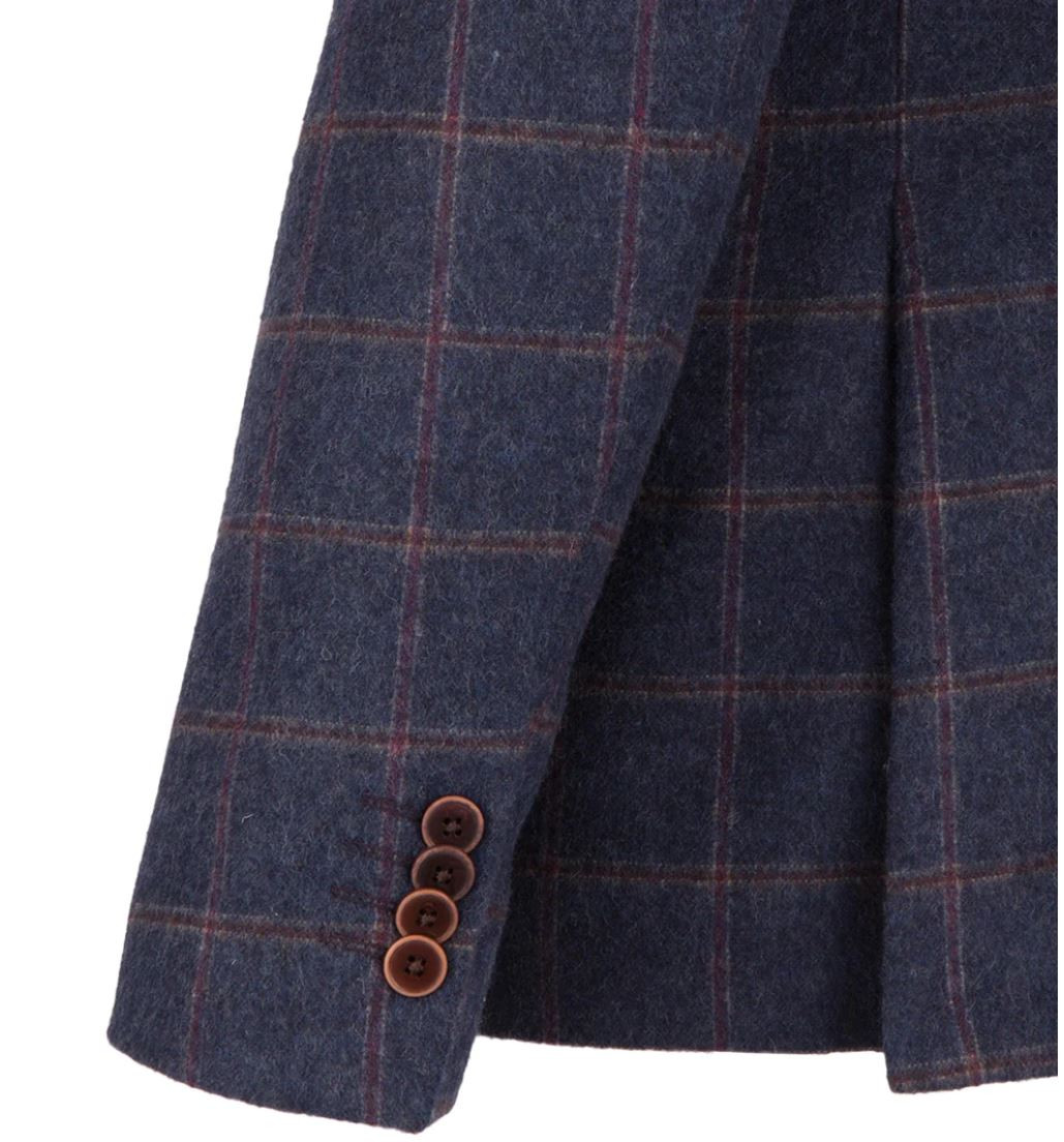 Guide London Blue Brushed Tweed Check Blazer - Core Southwell