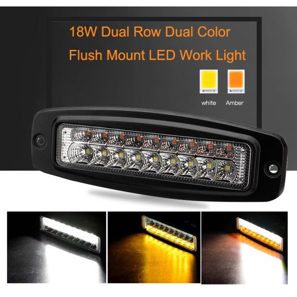 NEW - Flush Mount Dual Color White & Amber LED Auxiliary Work Light ...