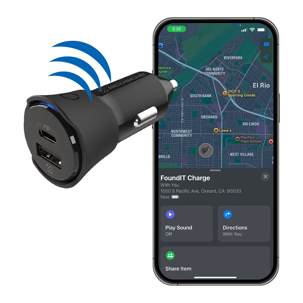 SCOSCHE FoundIT Charge Item Locator with 32W Dual-Port 12V Charger ...