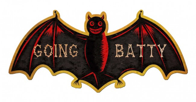 Going Batty Bat Plasma Cut Metal Sign - American Collectibles