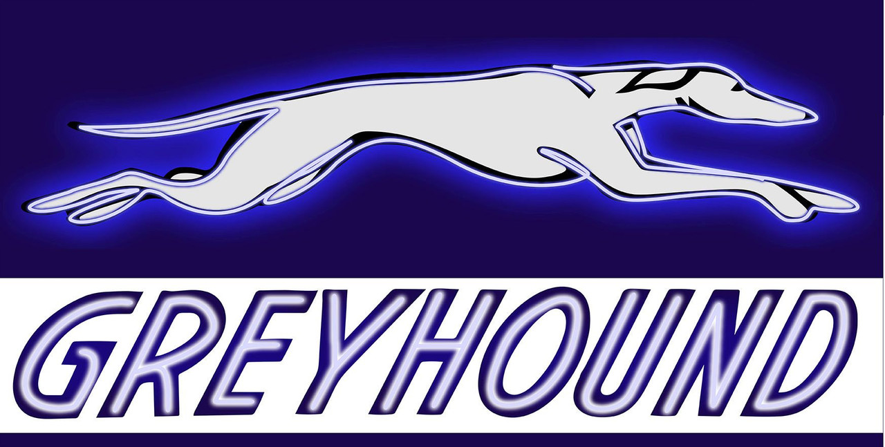 Greyhound Bus Lines Neon Stylized Metal Sign - American Collectibles