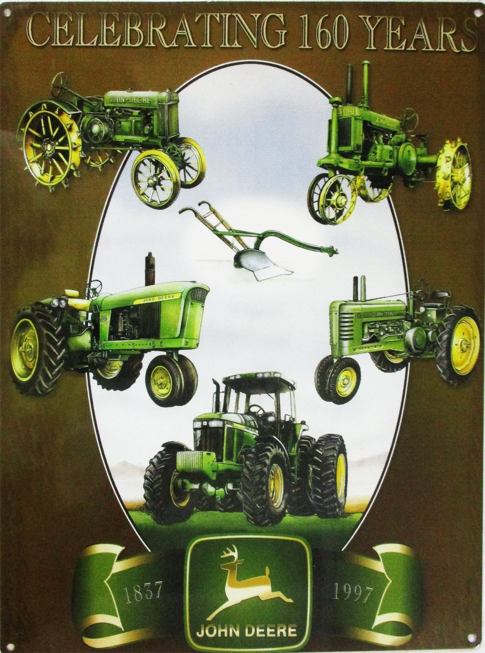 John Deere License Plate Tin Sign Poster Farm Equipment Tractor Garage ...