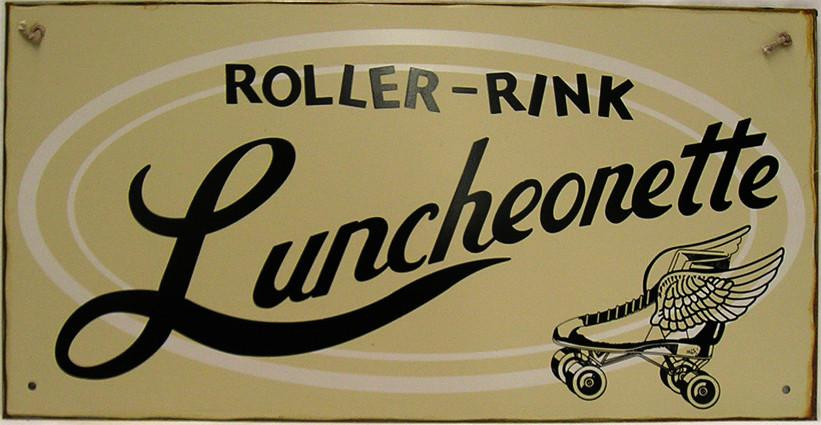 Roller-Rink Luncheonette Rustic Metal Sign - American Collectibles