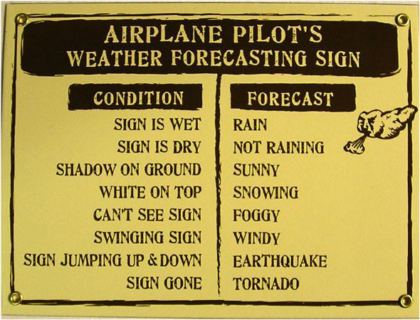 Airplane Pilot's Weather Forecasting Porcelain Sign - American Collectibles