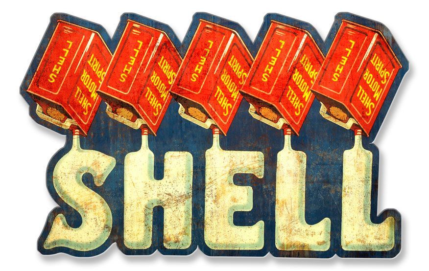 Liquid Text Shell Motor Oil