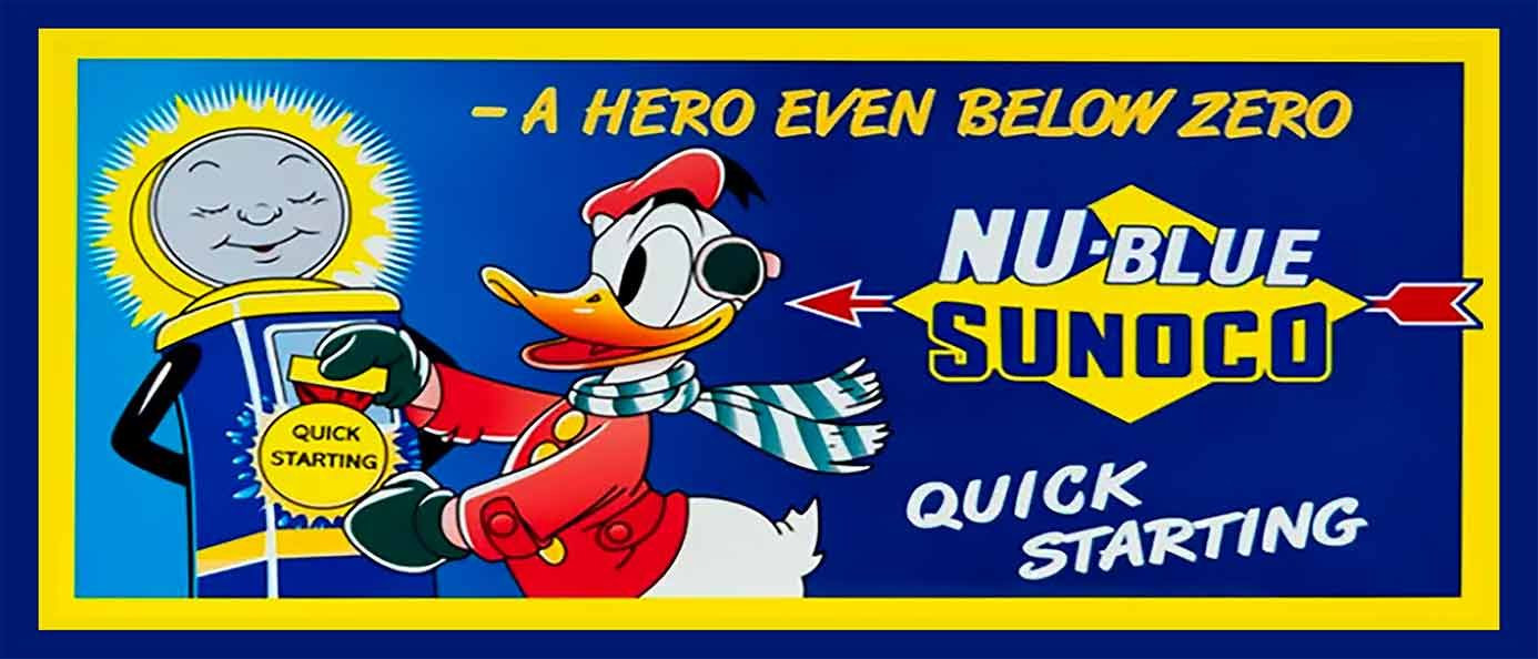 Sunoco Gasoline Metal Advertising Sign Donald Duck - American Collectibles