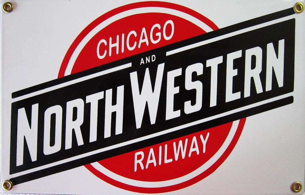 Chicago Railway and North Western Porcelain Sign - American Collectibles