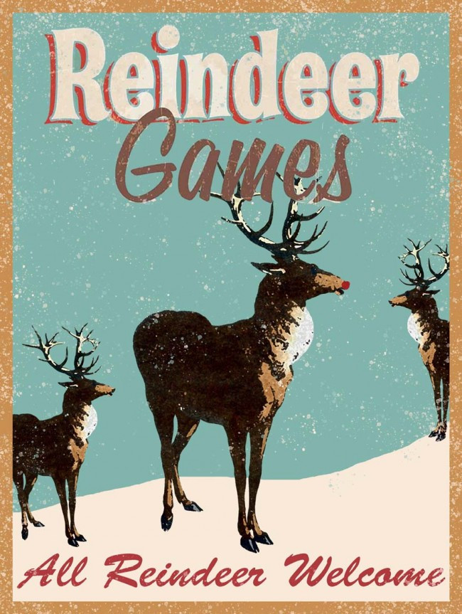 Reindeer Express Delivery 14" Round Metal Sign - American Collectibles